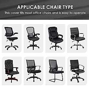 SARAFLORA Office Chair Cover- Large, Black- Removable Computer Cover for with Zipper Universal Rotating Desk High Back Seat Washable Protector Pets