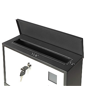 Locking Mailbox Wall Mounted Vertical– Jssmst mailboxes with Key Lock and Newspaper Compartment, Key Lock Drop Box Large Capacity, 14.3 x 3.8 x 11.8 Inch, White，SM-HPB911WN
