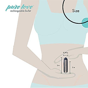 pure love Vibrator Bullet, Rechargeable, Waterproof, Adult Sex Toy, Smoky Silver, 3"