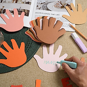 72 Pieces Hand Cutouts Paper Skin Tone Handprint Accents Hand Shaped Cut Out Cardstock Bulletin Board Classroom Decoration for Teacher Student Back to School Party