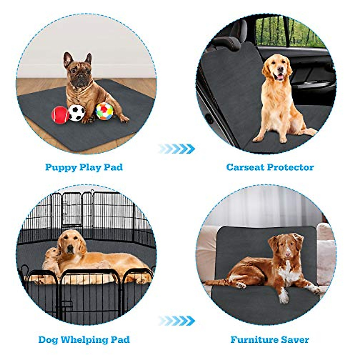 FURTIME Washable Pee Pads for Dogs 65"x48" Reusable Dog Pads Extra Large Non-Slip Puppy Pads Heavy Absorbent Puppy Training Pads Quick Dry Whelping Waterproof Dog Pee Pads for Dogs Playpen
