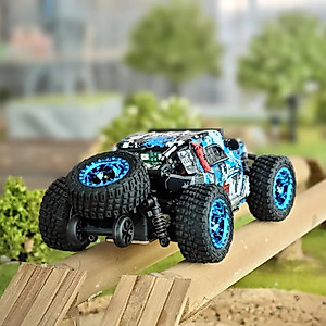 WLtoys 2.4G 4WD 1/28 30KM/H Brushed RC Monster Truck Off-Road Full Proportional Remote Control Car with LED Lights, RC Transmitter And Car Battery - RTR RC Toy Vehicle (RC Cars, RC Truck) (HELIDIRECT)