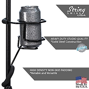String Swing SH01 Mic Stand Drink Holder for Coffee Travel Mug and Water Bottle - Made in USA Black