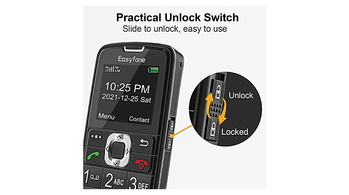 Easyfone Prime-A6 4G Unlocked Feature Cell Phone, Easy-to-Use Clear ...