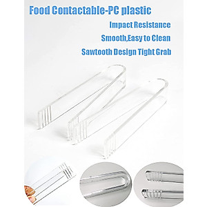 6 Packs of Plastic Buffet Serving Tongs,6.3 Inch Mini Clear Tongs for Appetizers,Serving Food,Ice Cube,Tea,Coffee Party and Jars.