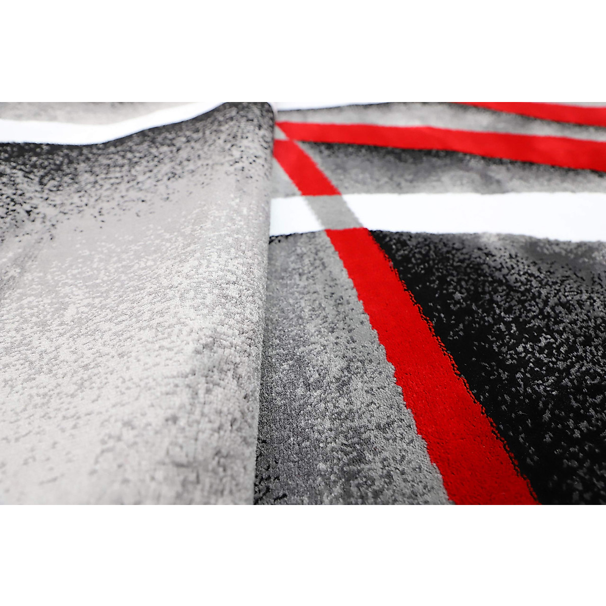 GLORY RUGS Modern Area Rug 5x7 Red Swirls Carpet Bedroom Living Room Contemporary Dining Accent Sevilla Collection 4816A (Grey Red)