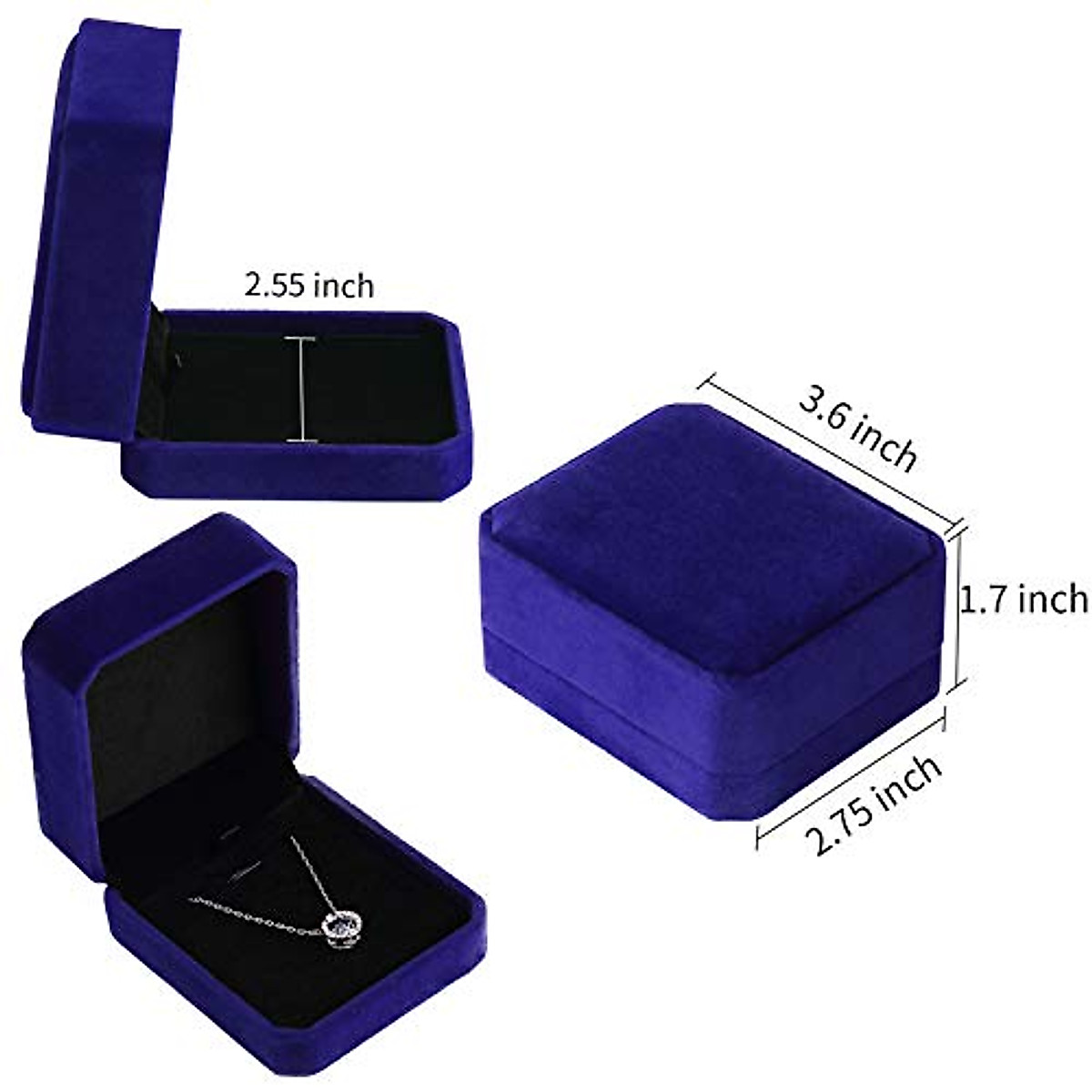 Lamoutor 4Pcs Velvet Necklace Pendant Gift Box Jewelry Gift Box