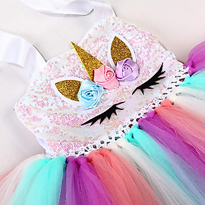 Tutu Dreams Unicorn Dress for Girls Party Dress Up Clothes Gifts Fashion Summer Sundress Dresses Birthday Decorations (Sequin Unicorn, 1-2T)