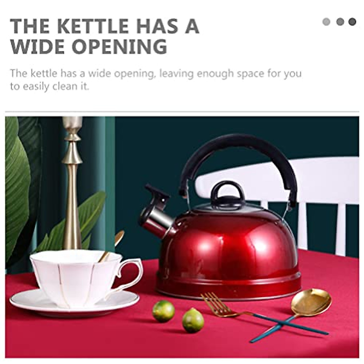 Cabilock Tea Kettle Electric 3L Stainless Steel Tea Kettle Whistling Kettle Sound Water Kettle Stovetop Teapot Boiling Kettle Water Boiler for Gas Stove Stovetop Pour Over Coffee Kettle