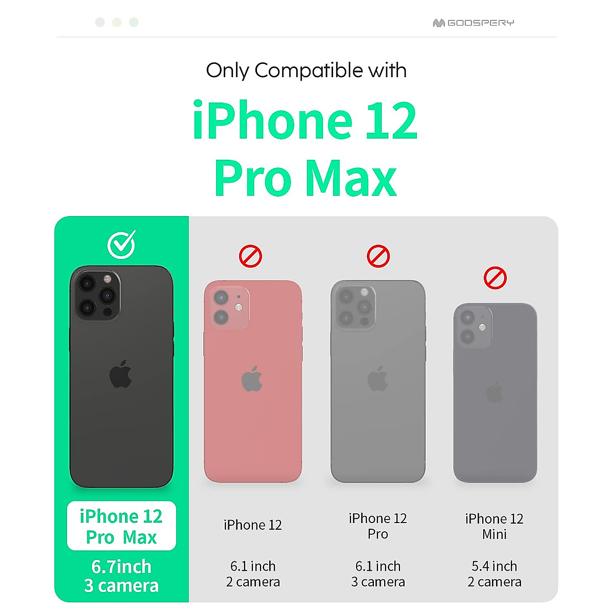 GOOSPERY for iPhone 12 Pro Max 6.7"(2020) Card Holder Wallet Case, Easy Magnetic Door Closure Protective Dual Layer Bumper Sturdy Phone Back Cover with Hidden Mirror - Purple