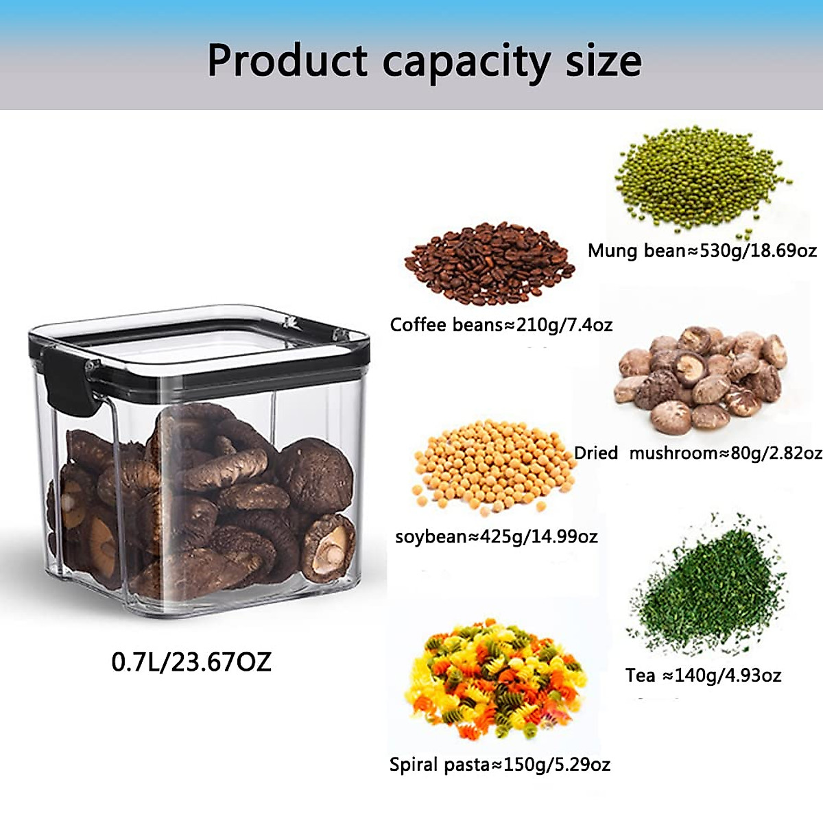 PQZKLDP 2pcs Airtight Food Storage Containers 0.7L(23.7OZ)-with Lids BPA Free Clear Plastic Kitchen and Pantry Organization Canisters for Cereal, Dry Food Flour & Sugar - Labels, Marker & Spoon Set