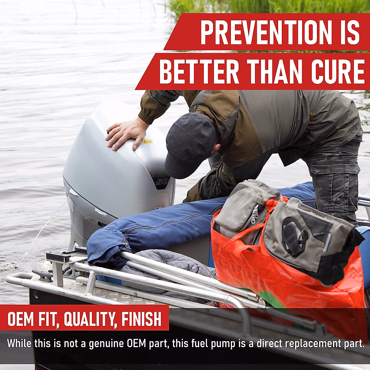 Fuel Pump with Gasket - Compatible with Johnson Evinrude Outboard Motor - Pre 1993 6hp, 9.9hp, 15hp Models - Replaces Part 395091, 397839, 18 7350, 397274, 391638