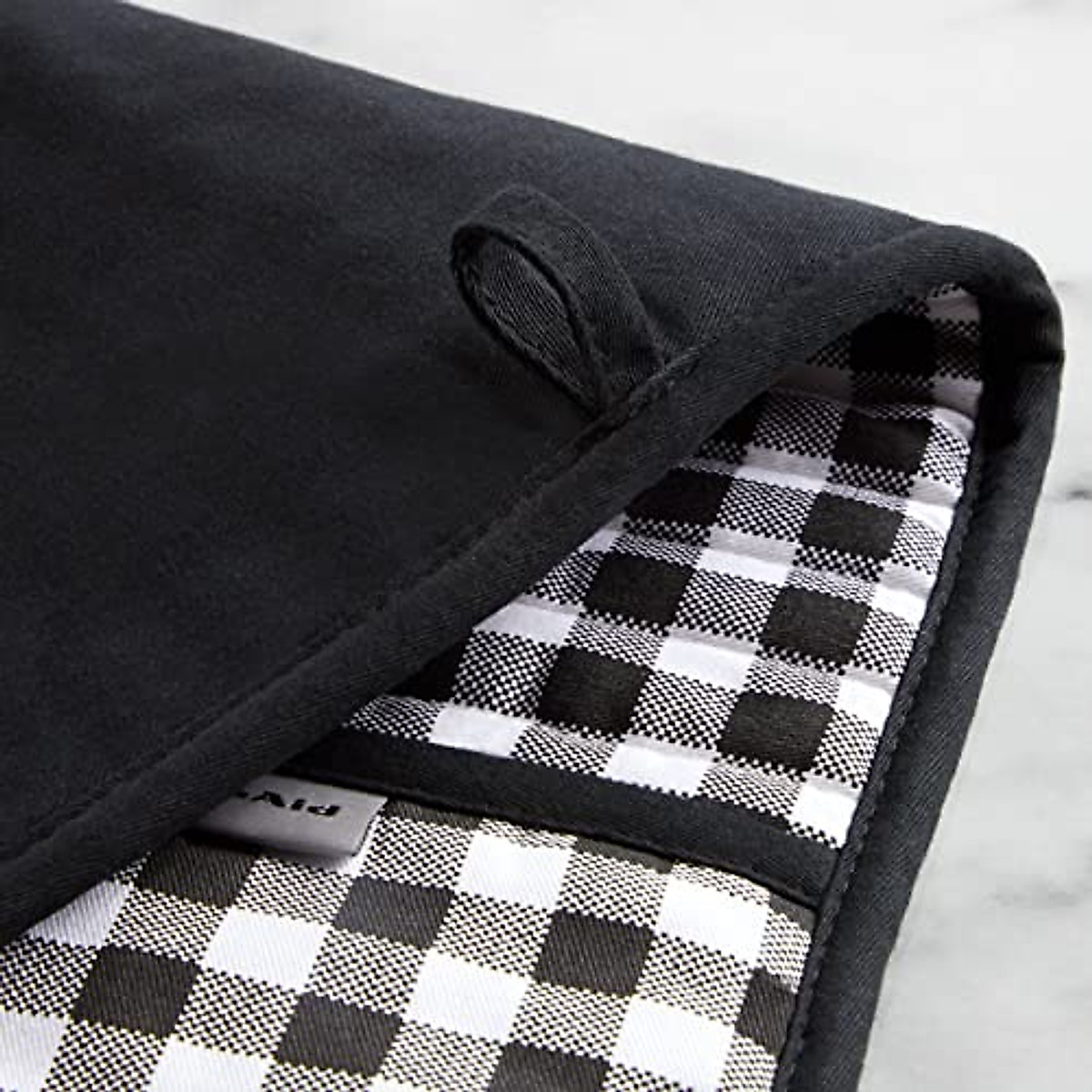 KitchenAid Gingham Casserole Mitt Single Pack, Onyx Black, 35"x7.5"