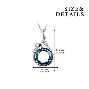 AOBOCO Fox Necklace Sterling Silver Women Necklace Fox Tail Pendant with Circle Crystals from Austria, Fine Anniversary Birthday Fox Jewelry Gifts for Women Wife Girlfriend Daughter Mom Grandma(Blue)