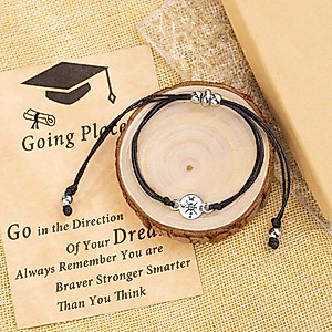 Class of 2023 Graduation Gifts for Her, College High School Graduate Congratulations Presents for Grils Daughter, 14oz Pink Marble Coffee Mug with Lid Spoon, Going Places Compass Bracelet, Gift Box
