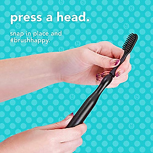 hello Manual Adult Toothbrush With Reusable Charcoal Modern Aluminum Handle & 4 Soft Replacement Heads, Bpa-free, 4 count