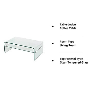 Christopher Knight Home Salim 12mm Tempered Glass Coffee Table, Clear, 39.5 in x 21.7 in x 14 in