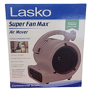Lasko Super Fan Max Air Mover for Janitorial Water Damage Restoration Stackable Carpet Dryer Floor Blower Fan, Grey