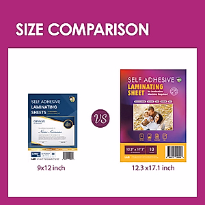 Self Adhesive Laminating Sheets 11 x 17 inch, 10 Pack, 4mil Thickness, No Heat, No Machine Laminating Sheets Self Sealing by HA SHI