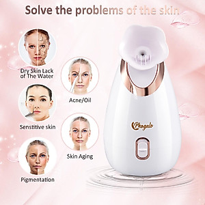 Phogalo Facial Steamer Spa Kit - Professional Nano Ionic Warm Mist for All Ages Women & Men - Pore Cleaner That Detoxifies, Cleanses and Moisturizes - Spa Quality