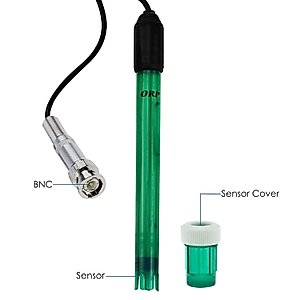 TEKCOPLUS ORP Electrode, Replaceable BNC Socket Tester for ORP Probe Meter Monitor Controller Check for Potential Oxidation Reduction Replacement for ORP Redox Extra Long Electrode Cable