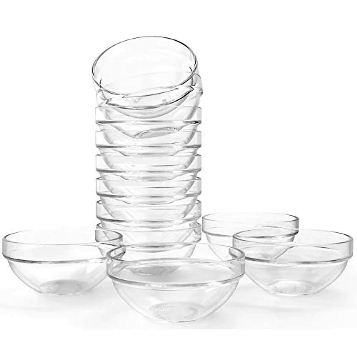 Lawei Set of 12 Glass Bowls - 3.5 inch Mini Prep Bowls Serving Bowls Glass Salad Bowl for Kitchen Prep, Dessert, Dips, Candy Dishes