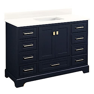 Signature Hardware 953665-48-RUMB-0 Quen 48" Free Standing Single Basin Vanity Set with Cabinet, Vanity Top, and Undermount Sink - No Faucet Holes
