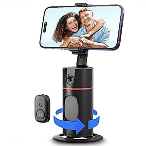 Auto Face Tracking Tripod - 360° Rotation Auto Tracking Phone Holder, No App, Phone Camera Mount with Remote and Gesture Control, Rechargeable Smart Shooting Holder for Video Recording (No Light)