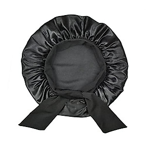 Silk Bonnets Satin Bonnet for Women Curly Hair Covers Large Sleep Hair Bonnets Sleeping Night Cap Silk Bonnet with Tie Band Black