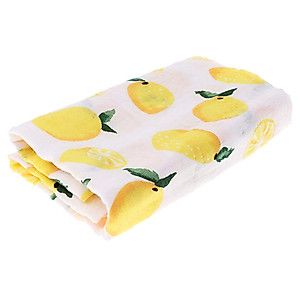 KODORIA Muslin Swaddle Square Blankets Baby Receiving Blanket Wrap Swaddle Towel for Girl Shower Gift - Lemon