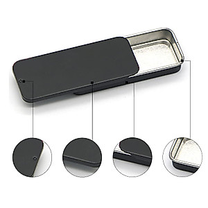 HLLMX 3 PCS Mini Metal Tin Box Containers Metal Slide Top Tin Containers Rectangular Empty Hinged Tins Box Containers 3.15 by 1.34 by 0.4 Inch for Candies Jewelry Crafts Pills Survival Kit