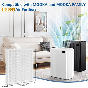 E-300L Replacement Filter Compatible with MOOKA and MOOKA FAMILY E-300L Air Purifier for Large Room, H13 True HEPA Filter, 3-Stage Filtration System, 2 Pack