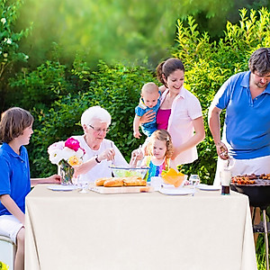 Nasitos 2 Pack Vinyl Tablecloth Rectangle 60x120 Inch-Beige Tablecloth Wrinkle Resistant Waterproof Oil-Proof Flannel Backed Tablecloth, Wipeable Plastic Table Cover for Dinner, Kitchen, Outdoor