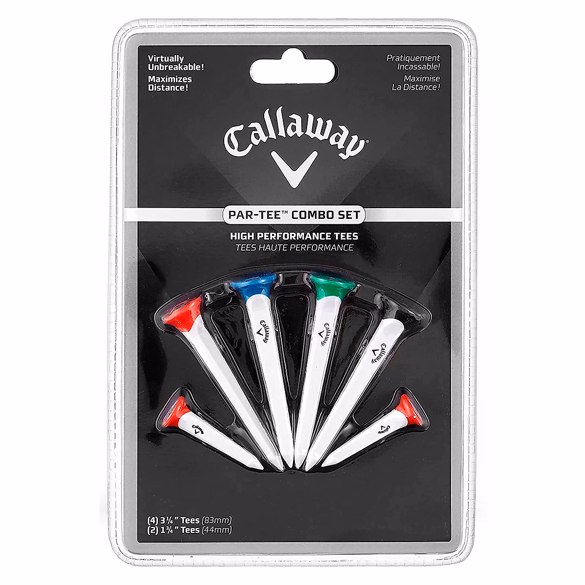 Callaway Par-Tee Plastic Golf Tees, White, 4 Pack