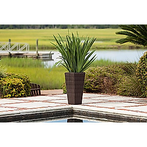 Patio Sense 62501 Alto Wicker All-Weather Planter Set with Liners Tall Plant Decor Box for Outdoors Patio Herb Garden Furnishings - Mocha - Pack of 2
