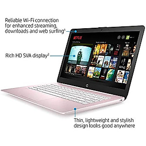 HP 2022 Newest Stream 14" HD Laptop, Intel Celeron N4000(up to 2.6GHz), 16GB RAM, 320GB Space(64GB eMMC+256GB Card), 1-Year Office 365, WiFi, HDMI, USB, Webcam, Bluetooth, Windows 10S, Pink+JVQ MP