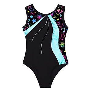 Yeahdor Gymnastics Leotards for Girls Shiny Metallic Ballet Dance Bodysuit Sleeveless Athletic Unitards Skating Dancewear Cyan 12 Years