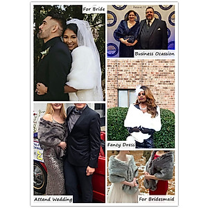 BEAUTELICATE Women's Faux Fur Shawl Stoles Wrap for Bridal/Wedding/Party-S62 Navy Blue, Navy Blue, 67"x14"