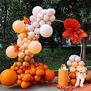 RUBFAC 144pcs Caramel Balloons Arch Garland Kit, 18/12/5 Inch Retro Cocoa Brown Sand White and Nude Latex Balloons for Baby Shower Birthday Wedding Fall Party Decorations