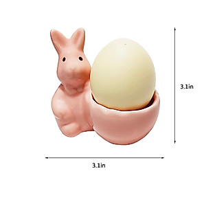 MaoYaMao Ceramic Rabbit Egg Cup Easter Bunny Egg Stand Holder for Hard Boiled Eggs (Pink)