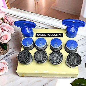 8PCS Faucet Cache Aerator, 18.5mm Water-Saving Flow Limiter Set for Bathroom or Kitchen Replacement Parts, With 2PCS Wrench Disassembly Tool(1.5GPM)