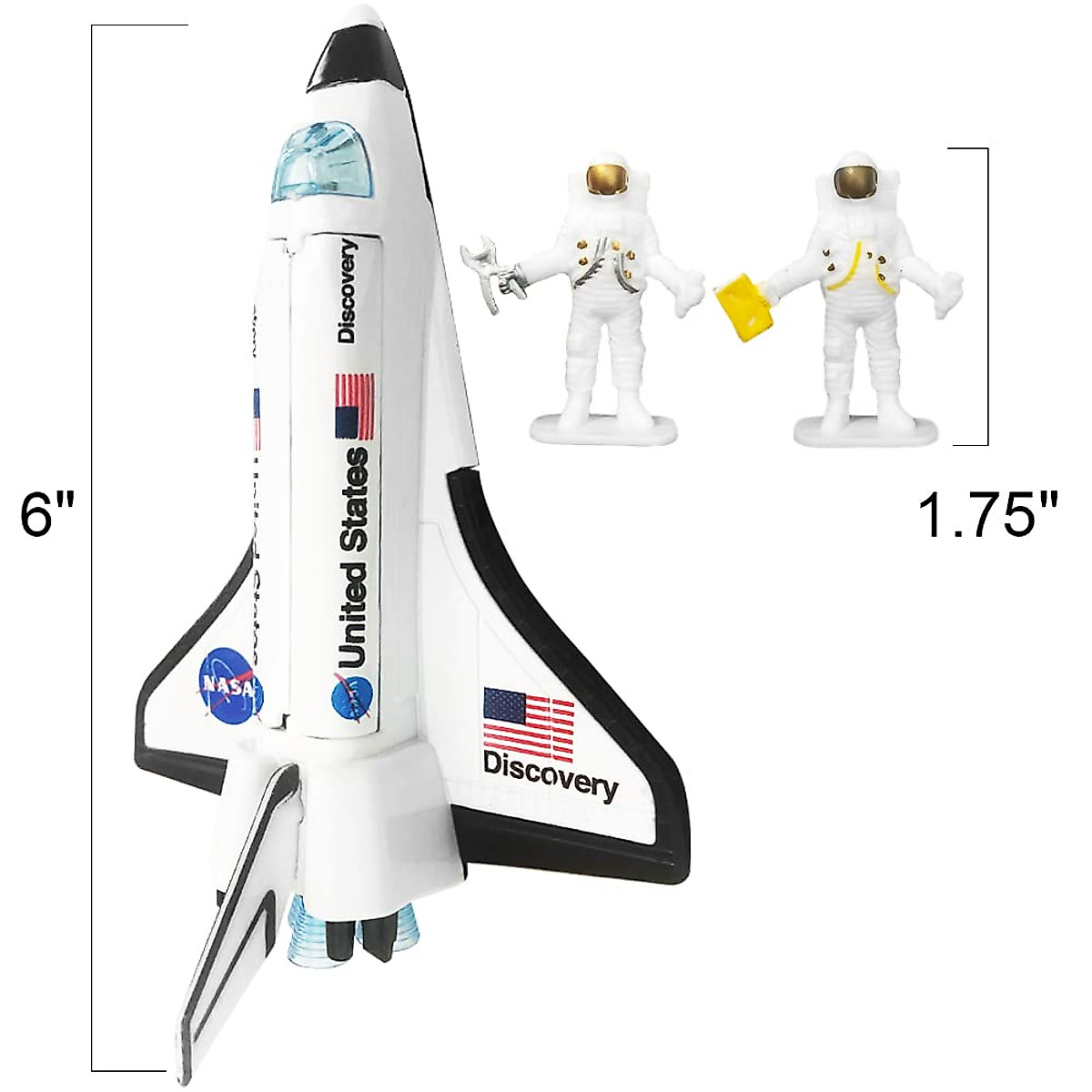 ArtCreativity Space Shuttle Toy Set with 2 Astronaut Figurines, Cool Space Toys for Kids-Diecast Metal Shuttle with Lights, Sounds and Pullback Motion, Best Space-Themed Gifts for Boys & Girls