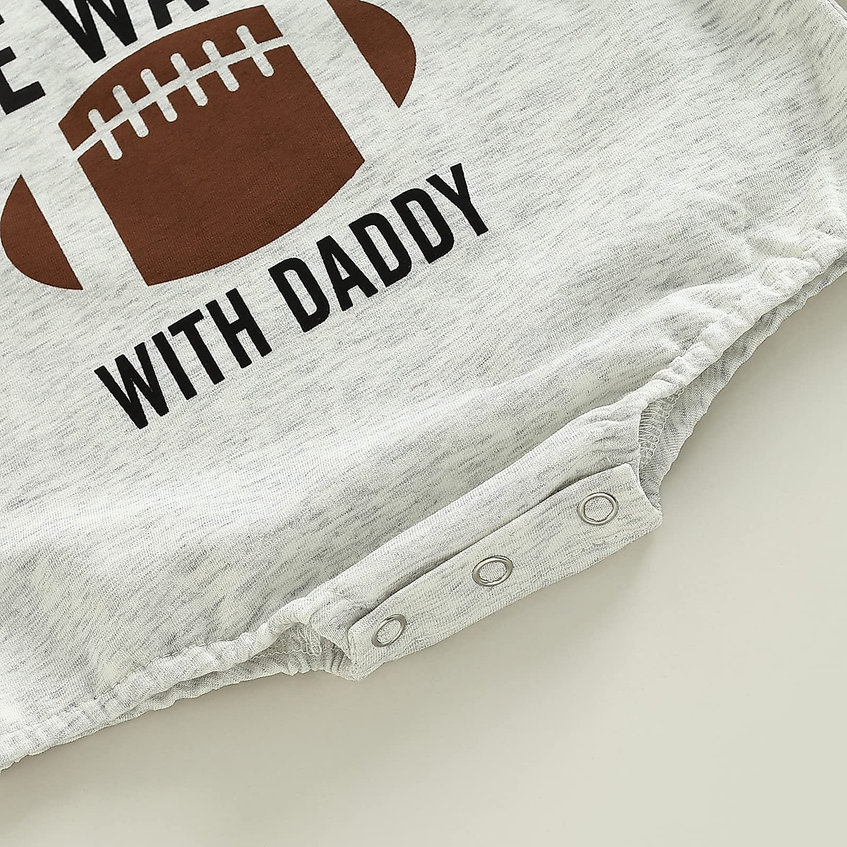 Omkzanbi Funny Onesie for Baby Boy Girl Sweatshirt Romper Long Sleeve Infant Letter Bodysuit Jumpsuit Newborn Fall Clothes (On Sundays We Watch Football with Daddy, 0-3 Months)