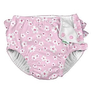 i Play Girls Reusable Absorbent Baby Swim Diapers Small Blossoms 6 Months