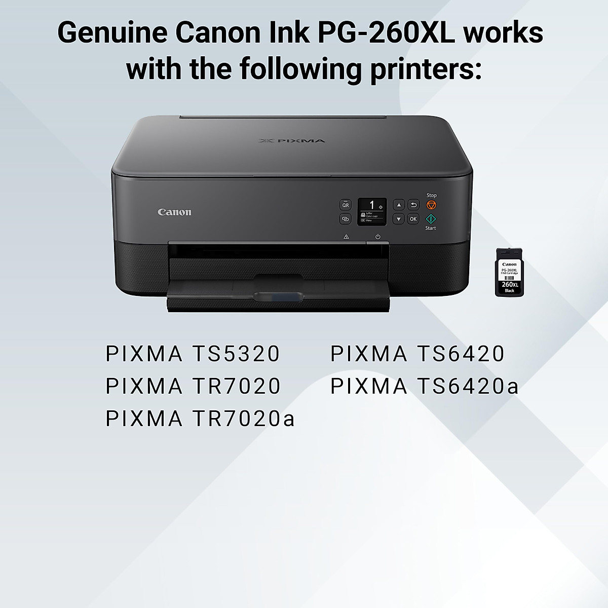 Canon PG-260Xl Black Ink Cartridge, Compatible to Printer TR7020, TS6420, and TS5320