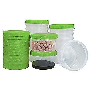 Jucaifu 8 Ounce reuseable small plastic freezer storage container jars with screw lid for food snacks lunch(16Pcs, Green)