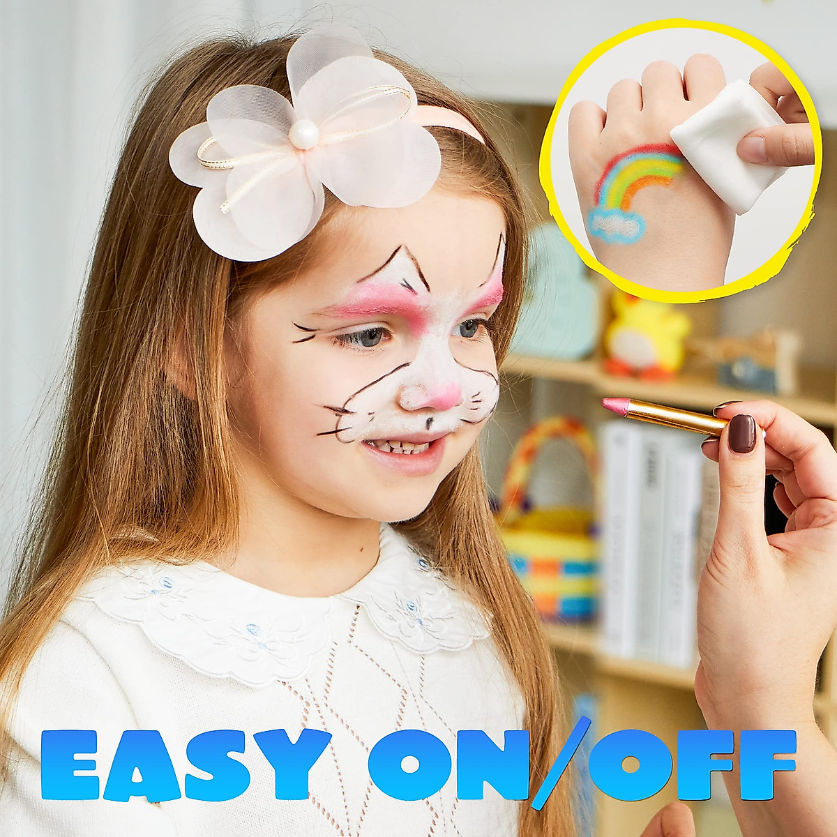 42PCS Face and Body Paint Crayons, Face Painting Kit Safe and Non-Toxic Ultimate Party Pack Including 14 Metallic Colors for Birthday Makeup Party Supplies, Festivals, Easter Gifts for Kids