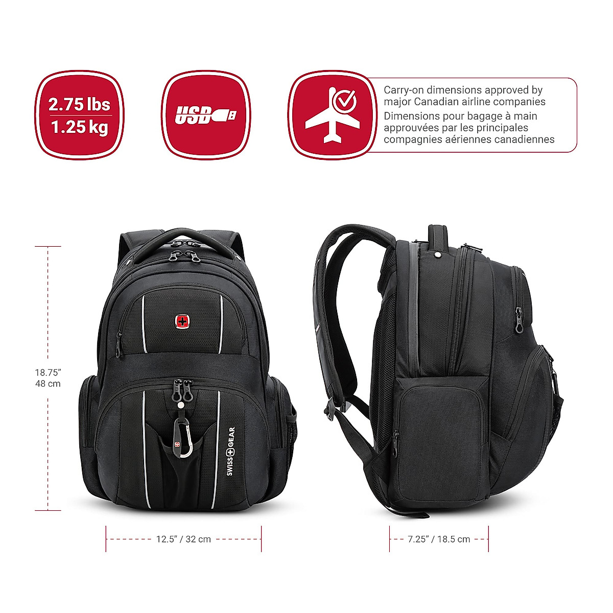 SwissGear unisex-adult Lightweight, Black, Under Seat, Lightweight