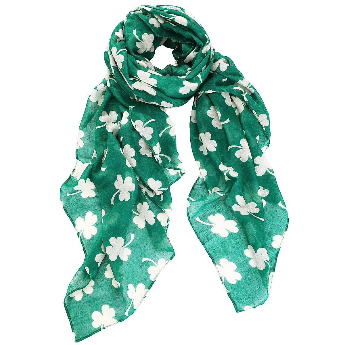 Skylety St. Patrick's Day Printed Scarf Long Shamrock Shawl Irish Theme Scarf for Holiday Outfits Accessories (Green Background, 1 Piece)