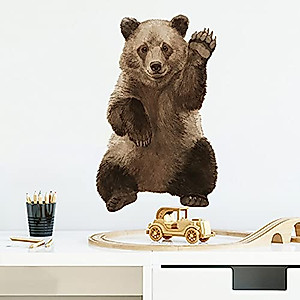 ROFARSO Lifelike Cute Lovely Hello Bear Animal Wall Stickers Removable Wall Decals Peel and Stick Wall Art Decorations Home Decor for Nursery Kid Baby Bedroom Living Room Playing Room Murals